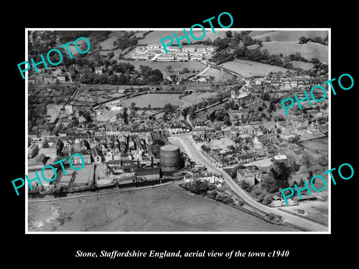 OLD 8x6 HISTORIC PHOTO OF STONE STAFFORDSHIRE ENGLAND TOWN AERIAL VIEW ...