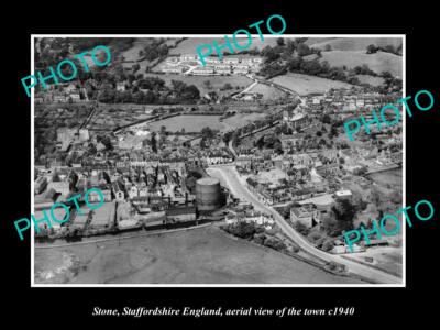 OLD 8x6 HISTORIC PHOTO OF STONE STAFFORDSHIRE ENGLAND TOWN AERIAL VIEW ...
