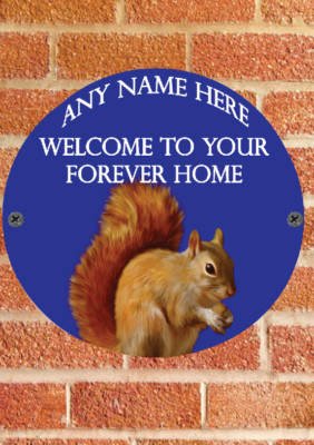 pnc768 Squirrel Welcome forever home plaque personalise greeting card ...
