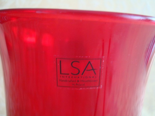 LSA International Ruby Red Vase Container Mouth-Blown Made in Poland | eBay