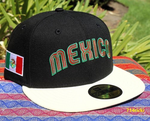 Team Mexico Fitted Hat New Era 59FIFTY Official Black Cream White | eBay