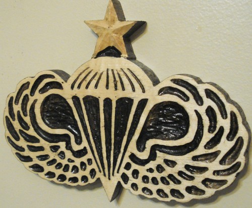 U.S. Army Airborne Senior Jump Wings, wood carving, Paratrooper ...