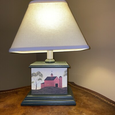 RARE Sullins House Table Lamp With Shade Green Base USA | eBay
