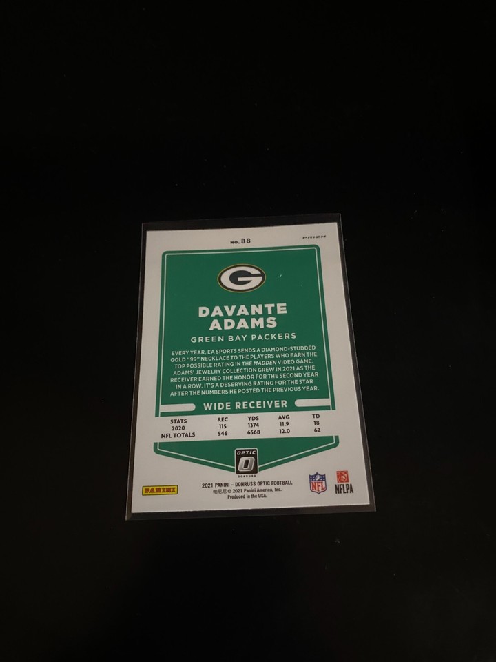 Davante Adams 2021 Donruss Optic Silver Holo Prizm Packers 88 PWE | eBay