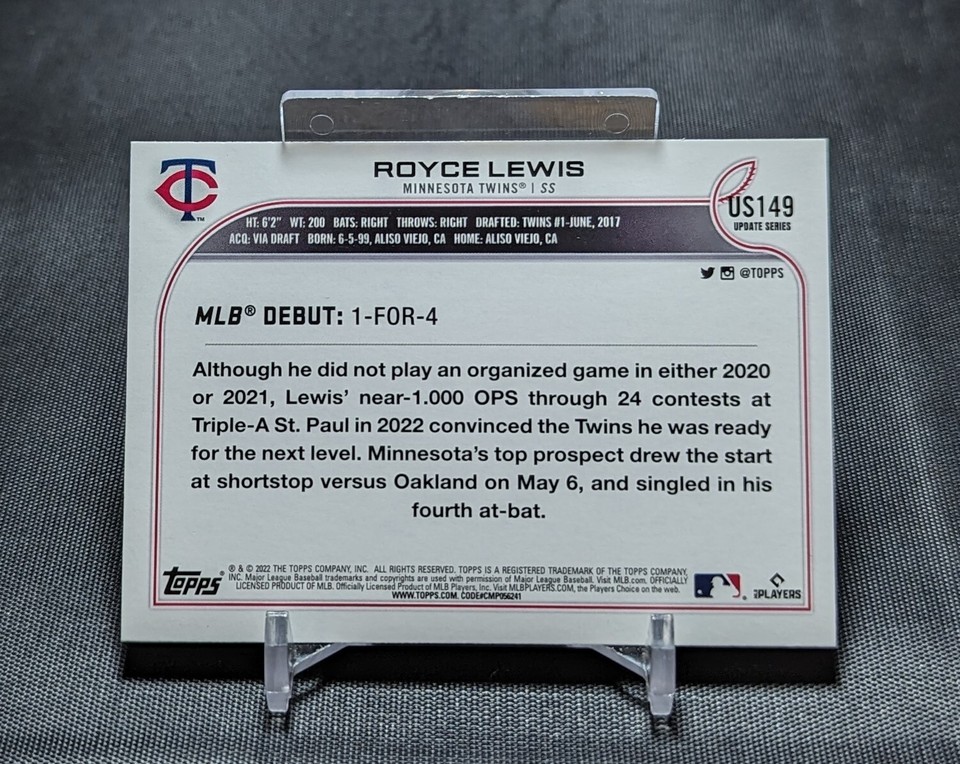 Royce Lewis MLB Debut Rookie Card RC 2022 Topps Update Baseball #US149 ...