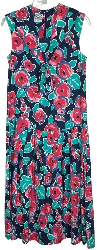 LAURA ASHLEY Vintage Blue Pink White Green Drop Waist… - Gem