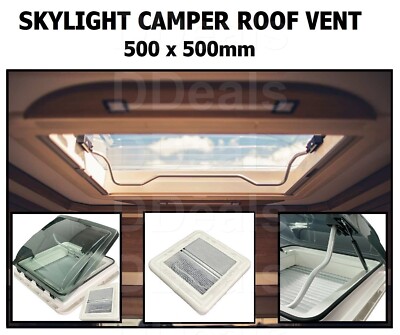 Camper Roof Vent Sky Light Blind Black Crystal Shower Hatch Caravan RV ...