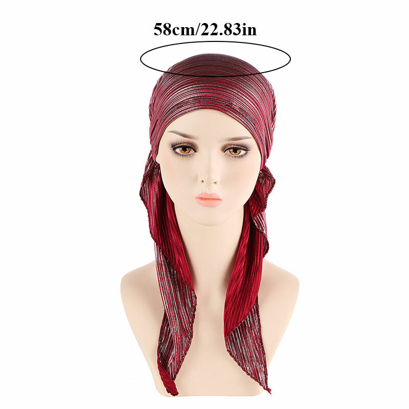Women's Baotou Cap Hijabs Hats Turban Head Drawn Hat Wide Band Wrap Cap ...