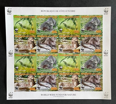 Stamps WWF Otters Ivory Coast 2005 Mini Sheet Imperf. | eBay