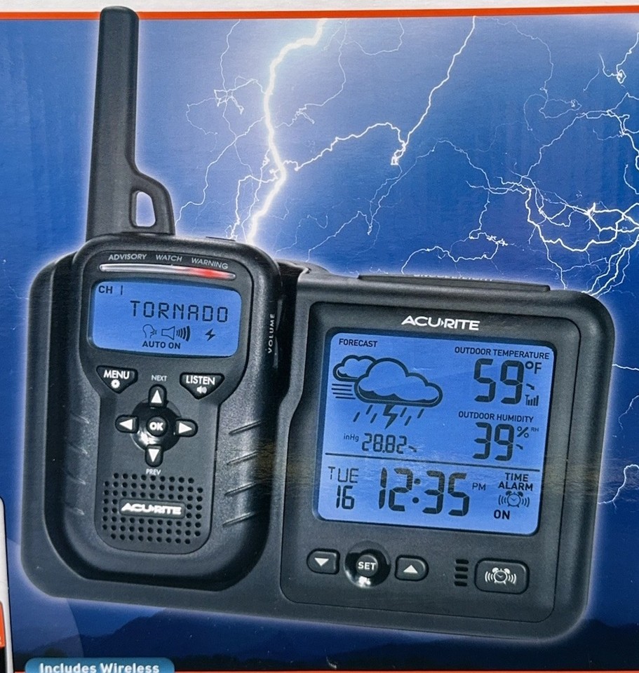 AcuRite 08580 Weather Station Alert Handheld Portable Radio w/Sensor ...