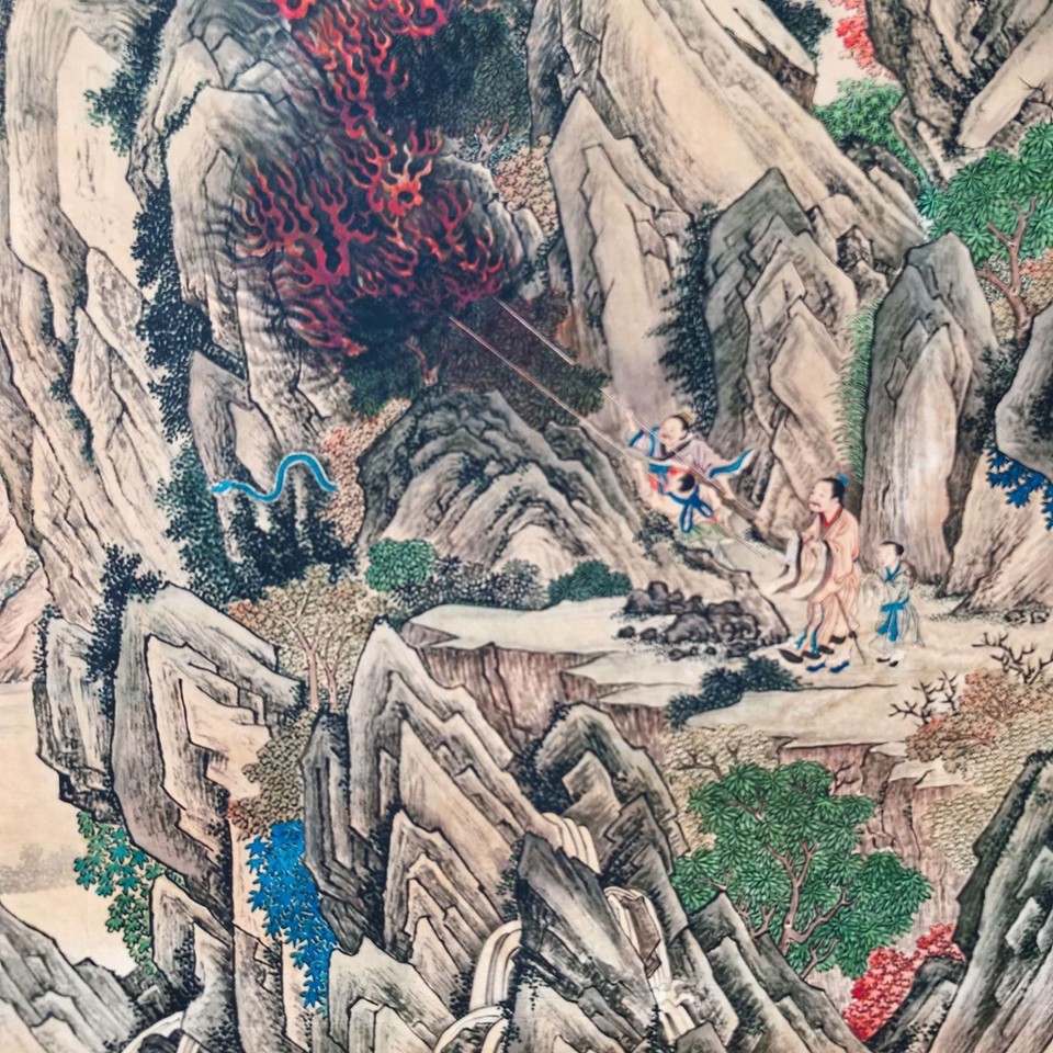 Chinese Old Scroll Dayu's Flood Control Map Rice Paper Painting | eBay