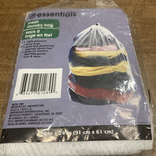 Essentials Extra Large 36” x 24” Polyester Mesh Locking Drawstring Laundry Bag | eBay