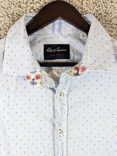Robert Graham Button Up Flip Cuff Poka Dot Long Sleeve All Over Print ...
