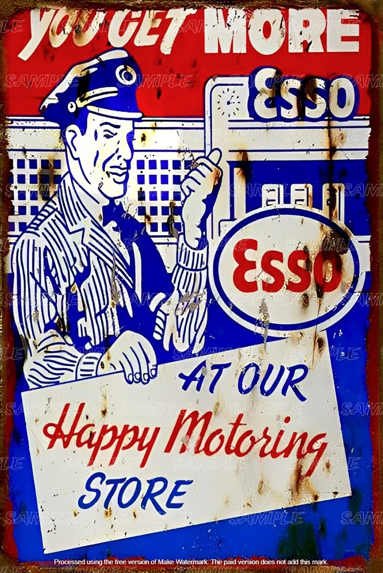 ESSO MONITORING Rustic Vintage Look Man Cave 60x40cm Shed-Garage Tin ...