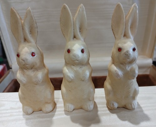 3 Vintage Antique Japan Celluloid Rabbits Red Eyes | eBay