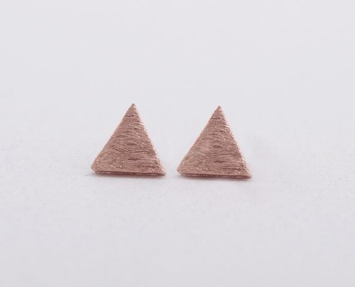 Tiny Triangle Stud Earrings Rose Gold Minimalist Jewelry Gift Studs ...