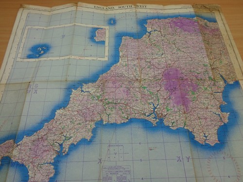 WW2 (1944) RAF Map "ENGLAND SOUTH WEST" (Inc. KEY NAVAL PORT and RAF ...