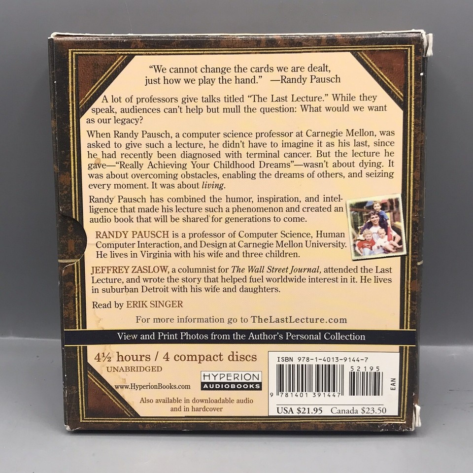 The Last Lecture by Randy Pausch (2008, Compact Disc, Unabridged ...