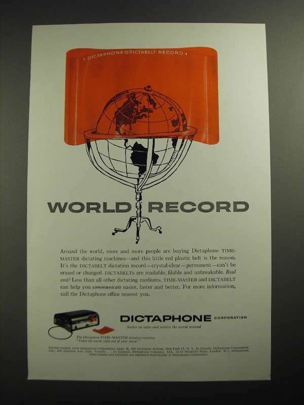 1956 Dictaphone Dictabelt Dictation Ad - World Record | eBay
