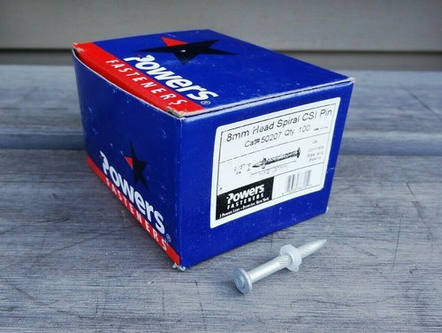 Powers Fasteners 50207 Size 1-1/2" 8mm Head Spiral CSI Drive Pin ~ 100 ...