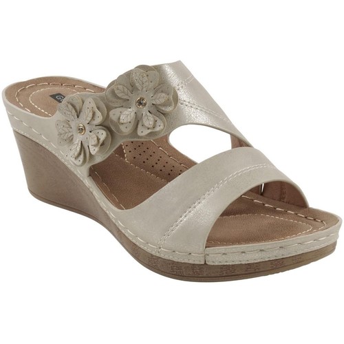 Good Choice Womens RITA Gold Faux Leather Wedge Sandals 9 Medium (B,M ...