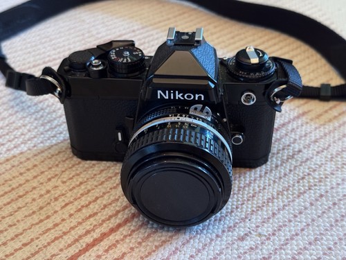 Nikon FE Black SLR Body 35mm Film Camera 50mm f/1.4 Lens- READ ...
