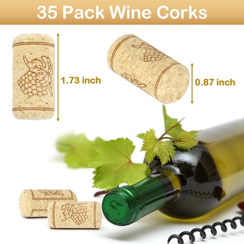 35 Pack Straight Wine Corks #8 Soft Wood Cork Stoppers 7/8" x 1 3/4 ...
