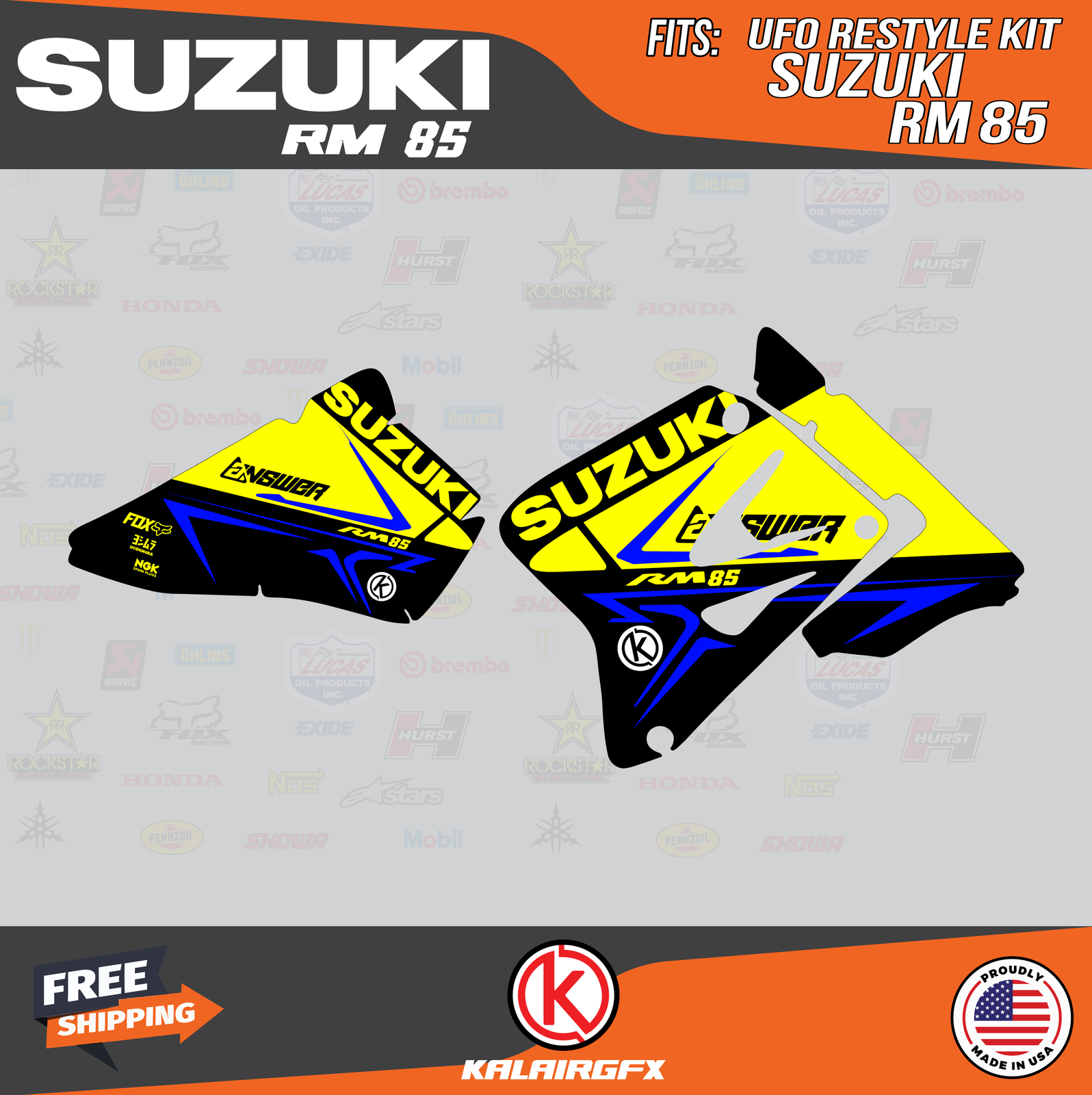 Graphics Kit for Suzuki RM85 (2001-2023) UFO RESTYLE EVADER-Blue | eBay