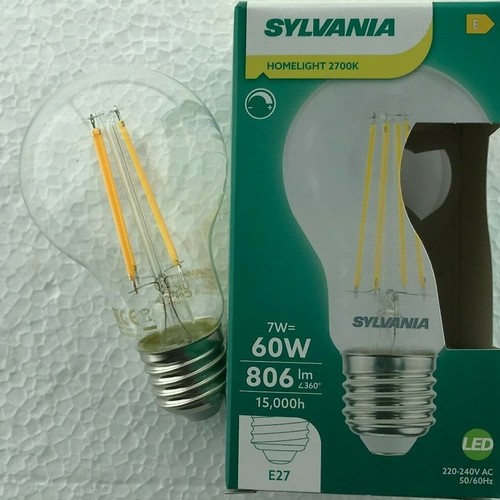 Packs of 7W = 60W ES / E27 FILAMENT GLS LED SYLVANIA WARM WHITE ...