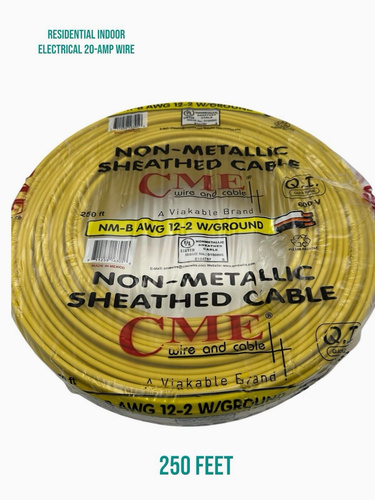 1 roll 12/2 Wire(Romex ) 12-2 AWG 250ft Non Metallic Copper Cable w ...