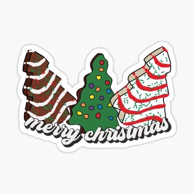 Merry Christmas Little Debbie Snack Cake Brownie Decal Cute Holiday ...