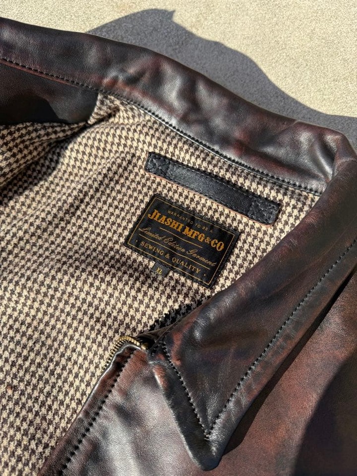 A2 leather jacket cow leather brown core RRL type very good condition ...