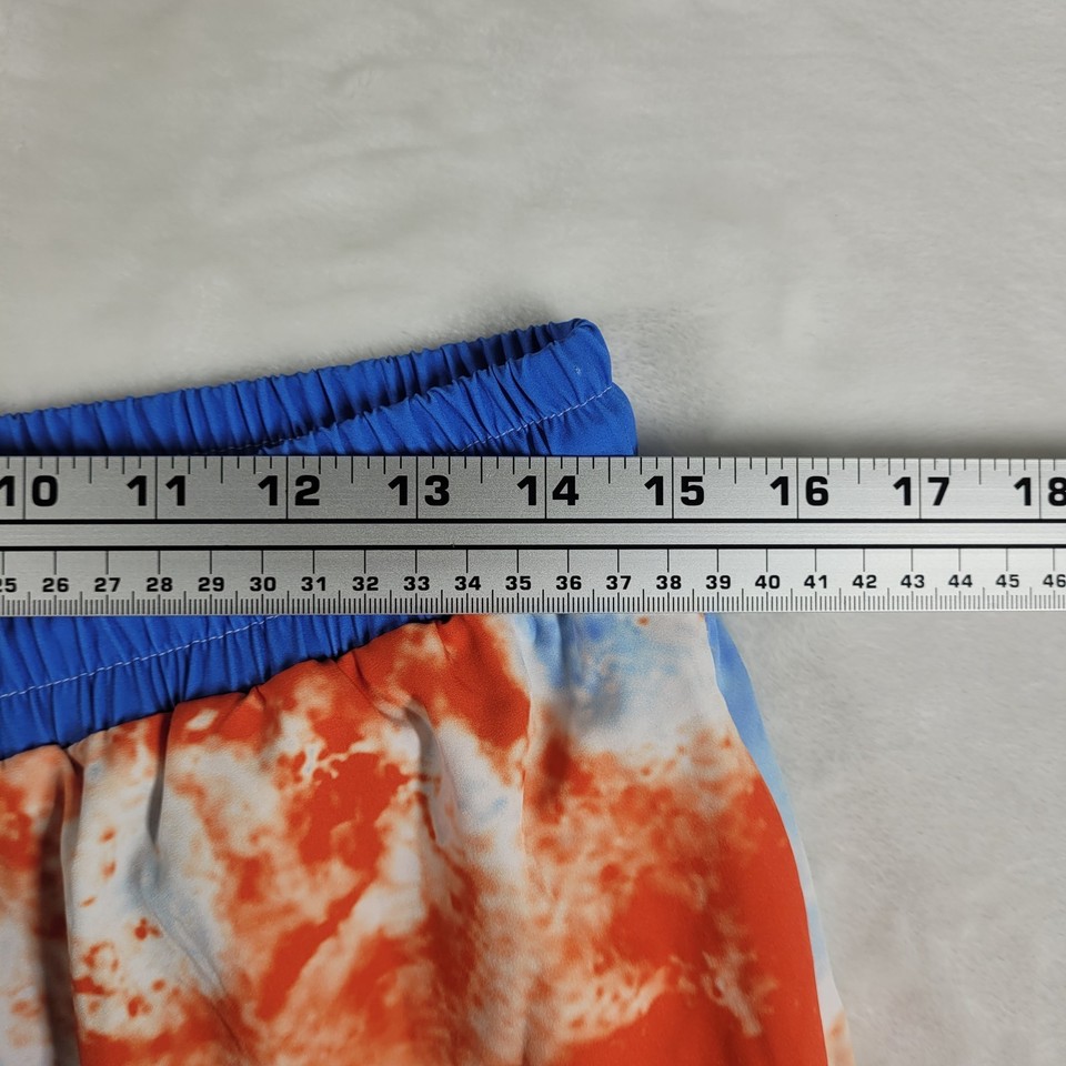 SLUNKS Volleyball Shorts Men's Large Blue Orange Lined Tie Dye ...