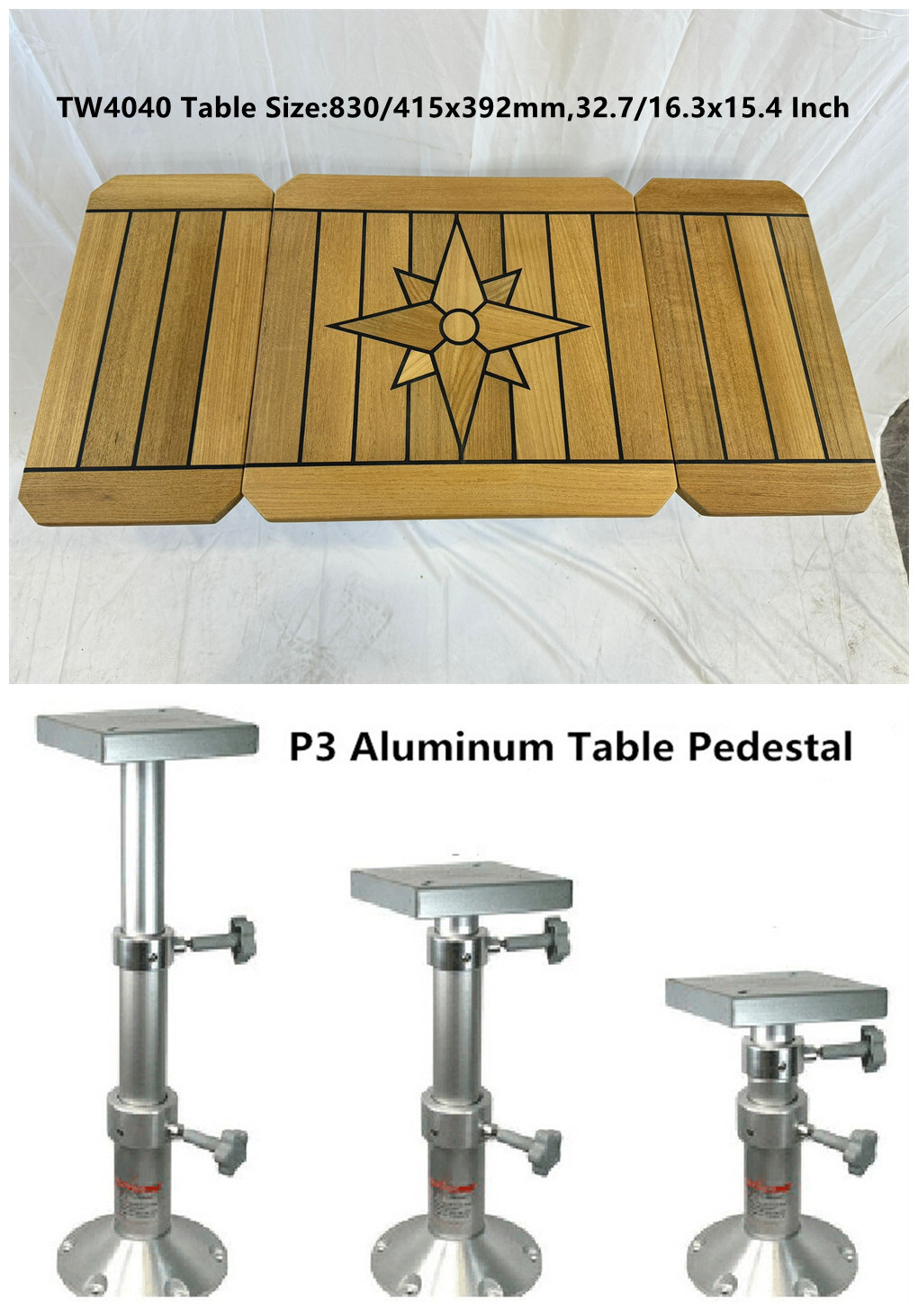 Boat Folding Teak Table Top 32.6/16.4x15.7, 38/19.1X19.7, 49.2/24.6x23 ...