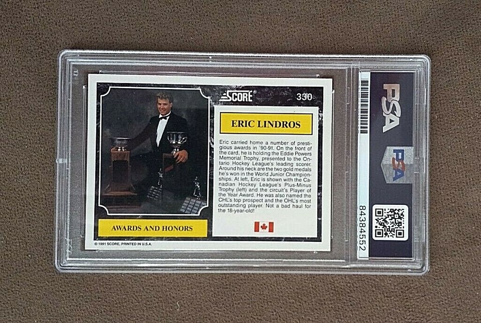 1991 Score Eric Lindros Signed Rookie Card #330 PSA/DNA Certified ...