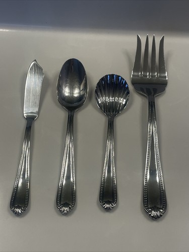 Lenox BEAD 18/10 Stainless Glossy Beaded Plume Tip 4 pcs Serving Set | eBay