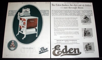 1920 OLD MAGAZINE PRINT AD, THE EDEN WASHING MACHINE, FLUSHES DIRT FROM ...