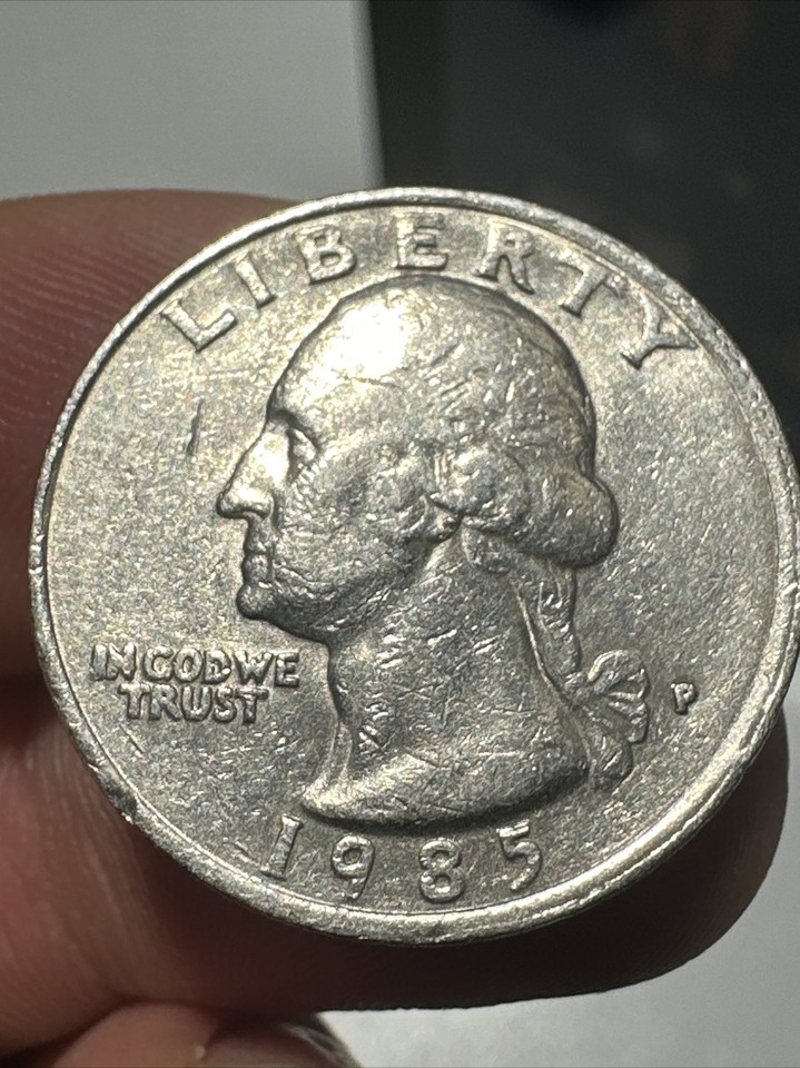 1985 Quarter Dollar P Washington Coin Great Condition Error On In God ...