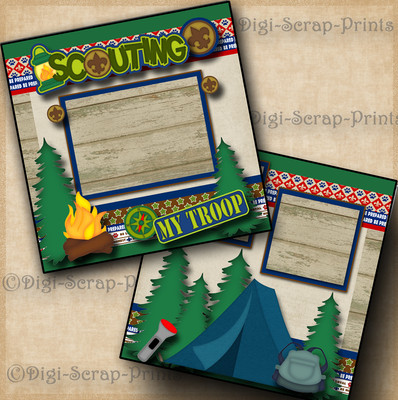 BOY or CUB SCOUTS 2 premade scrapbook pages paper piecing BY DIGISCRAP ...