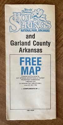 VTG 1985 Hot Springs National Park Arkansas City Map Souvenir Travel ...