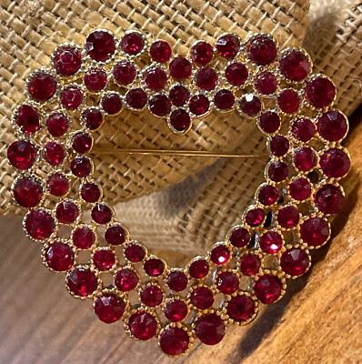 Beautiful Monet Red Rhinestone Heart Pin Brooch | eBay