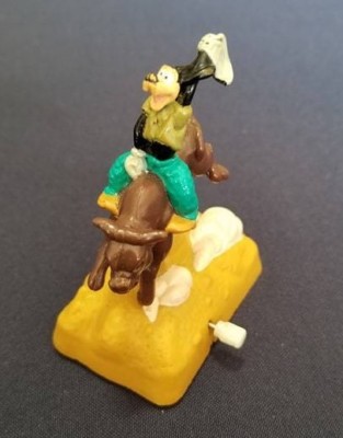 1995 Burger King Disney GOOFY BULL RIDING Wind Up Toy Bucking Cowboy ...