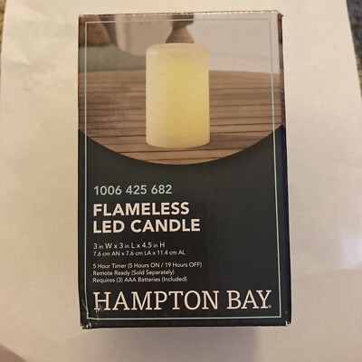Hampton Bay 3 in. D x 4.5 in. H Fireglow Candle with 24 LED in White | eBay