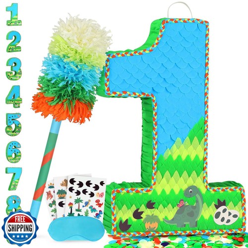 Number 1 Pinata for Birthday Party Decorations, Jungle Dinosaur Piñata ...