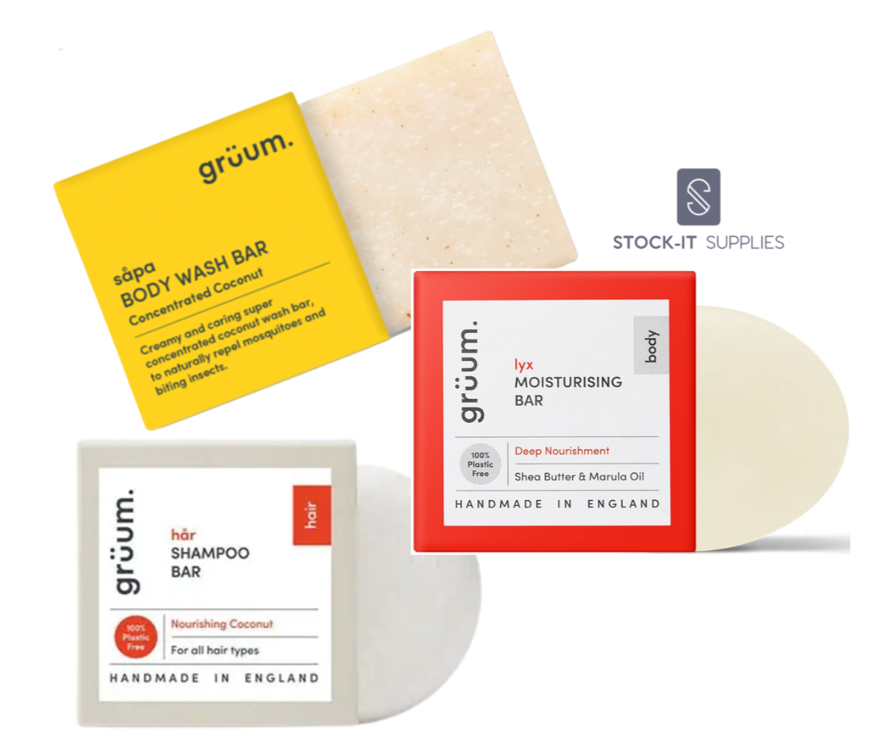 GRUUM Bar Hair Body Set Coconut Shampoo Bar & Body Wash Bar + Iyx ...