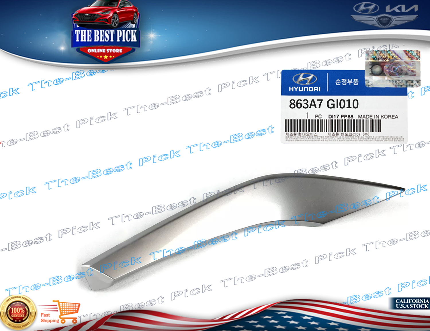 GENUINE⭐ FRONT Bumper Cover Spacer Molding Left 863A7GI010 Hyundai ...