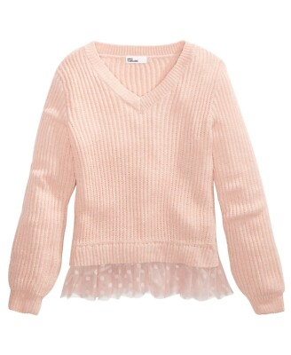 Epic Threads Big Girls Layered Look Lace Hem Sweater - Sparkle Pink ...