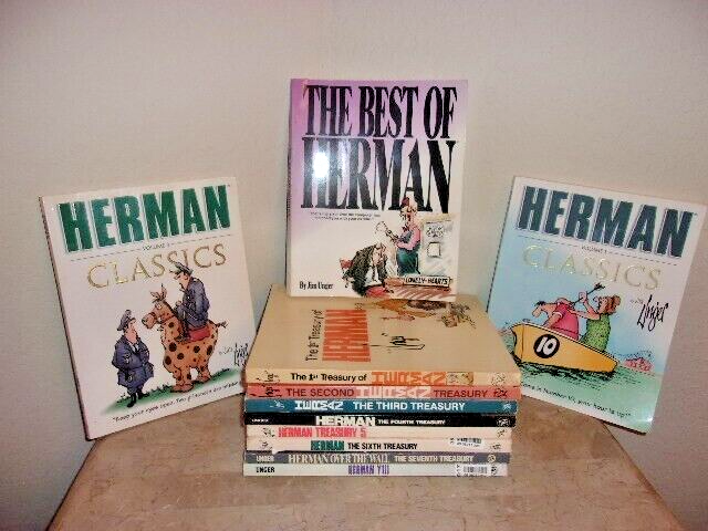 11 Jim Unger HERMAN Cartoon Books Treasury Set 8 Books 1 thru 8 ...