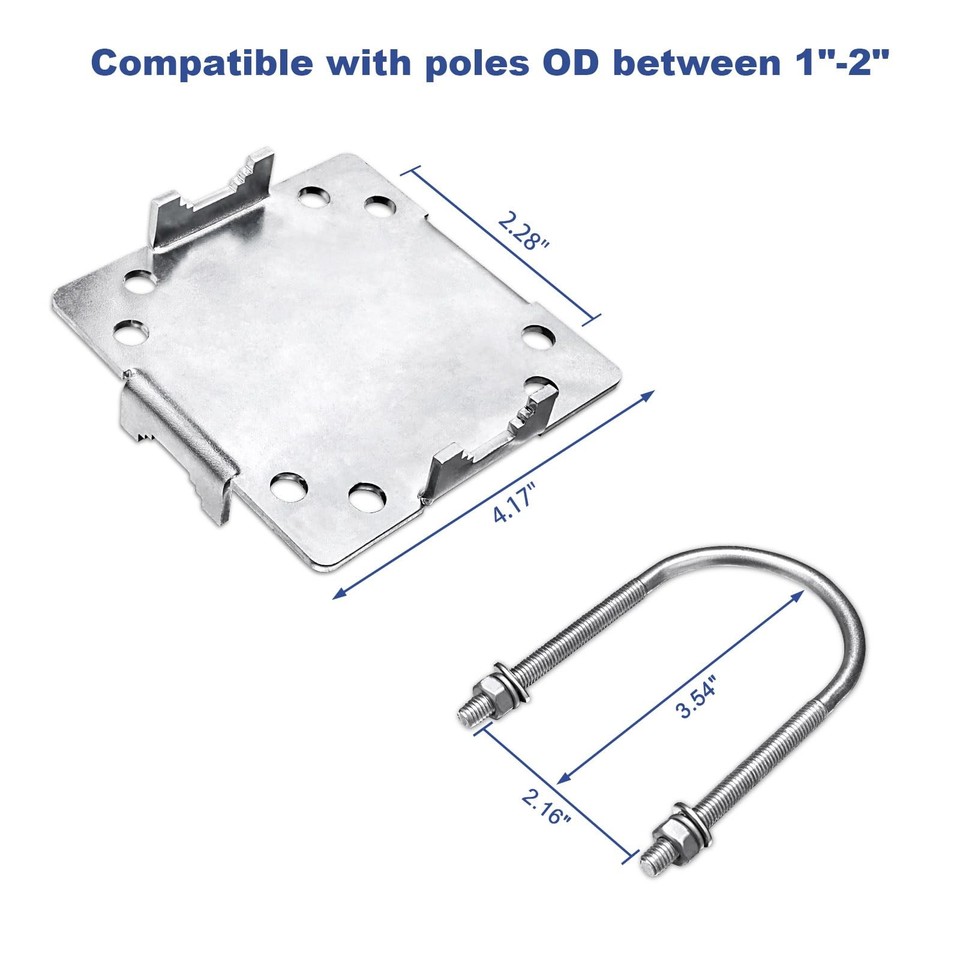 Antenna Mast Clamp Cross-Over Bracket Kit with U Bolts for 1"-2" OD ...