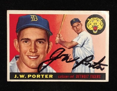 J.W. PORTER 1955 TOPPS AUTOGRAPHED SIGNED AUTO BASEBALL CARD 49 TIGERS ...